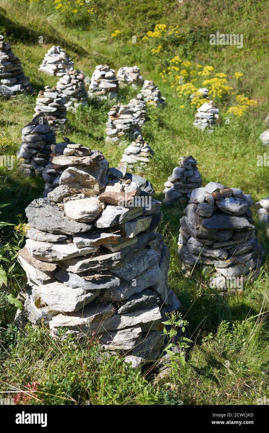 Stone navigation points in nature help tourists in orientation - August ...