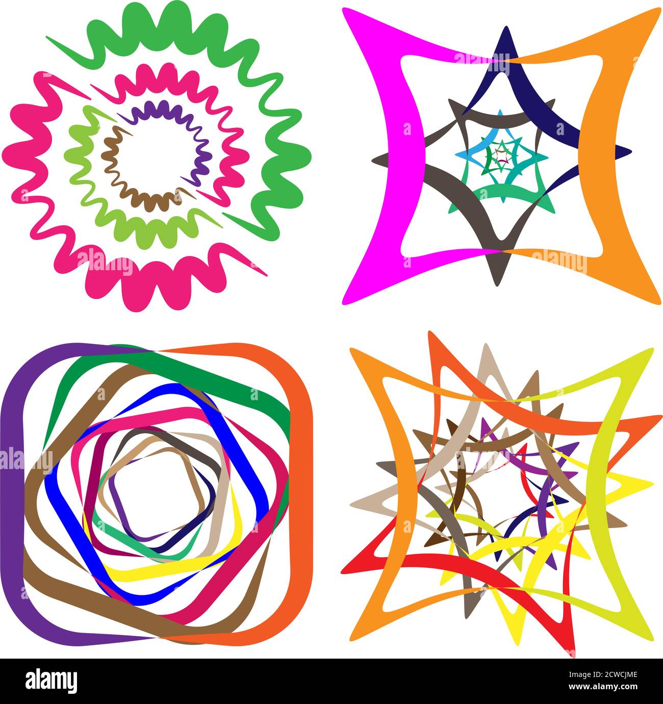 abstract colorful-multicolor circular, concentric and radial, radiating ...