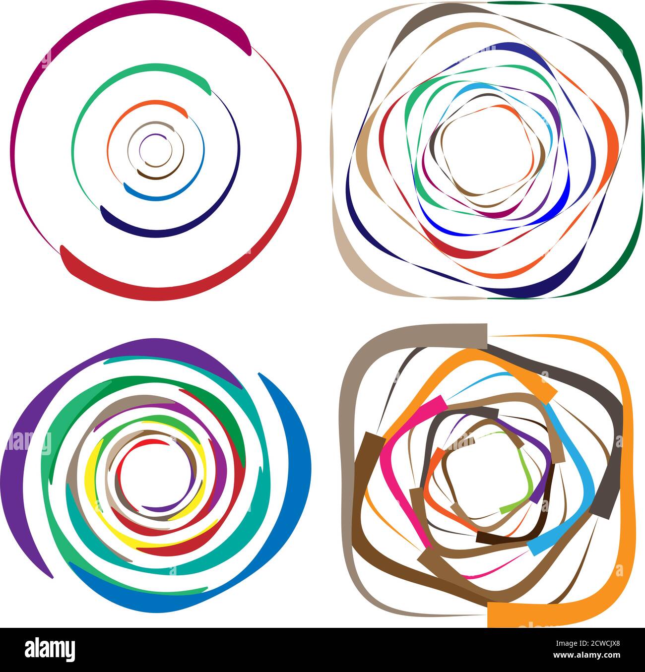 abstract colorful-multicolor circular, concentric and radial, radiating ...
