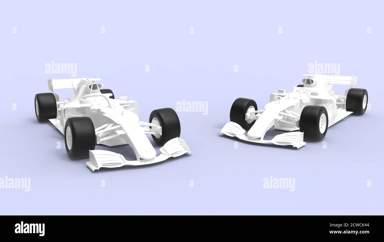 3D rendering of a sport car race car white template model isolated ...