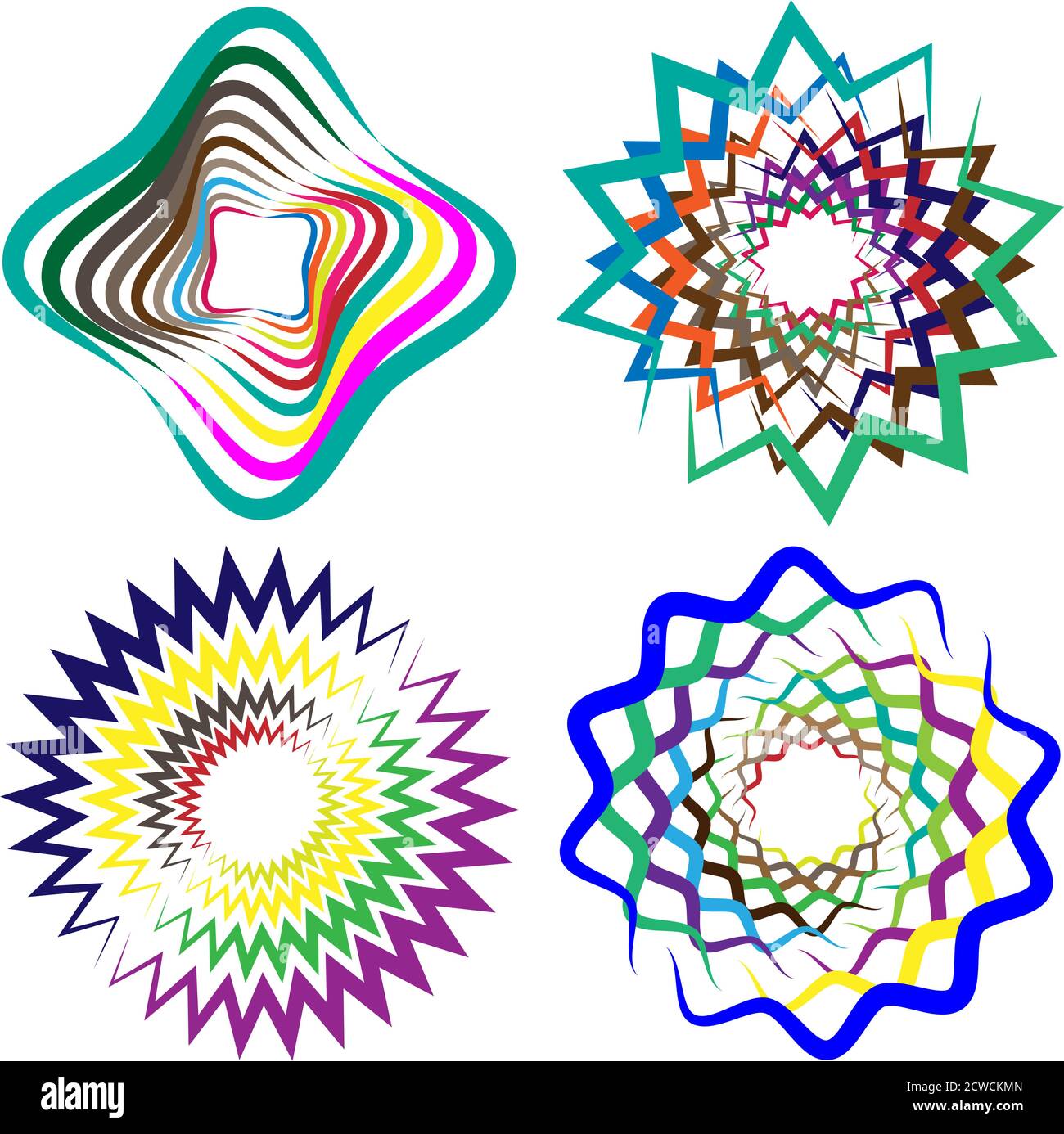 abstract colorful-multicolor circular, concentric and radial, radiating ...
