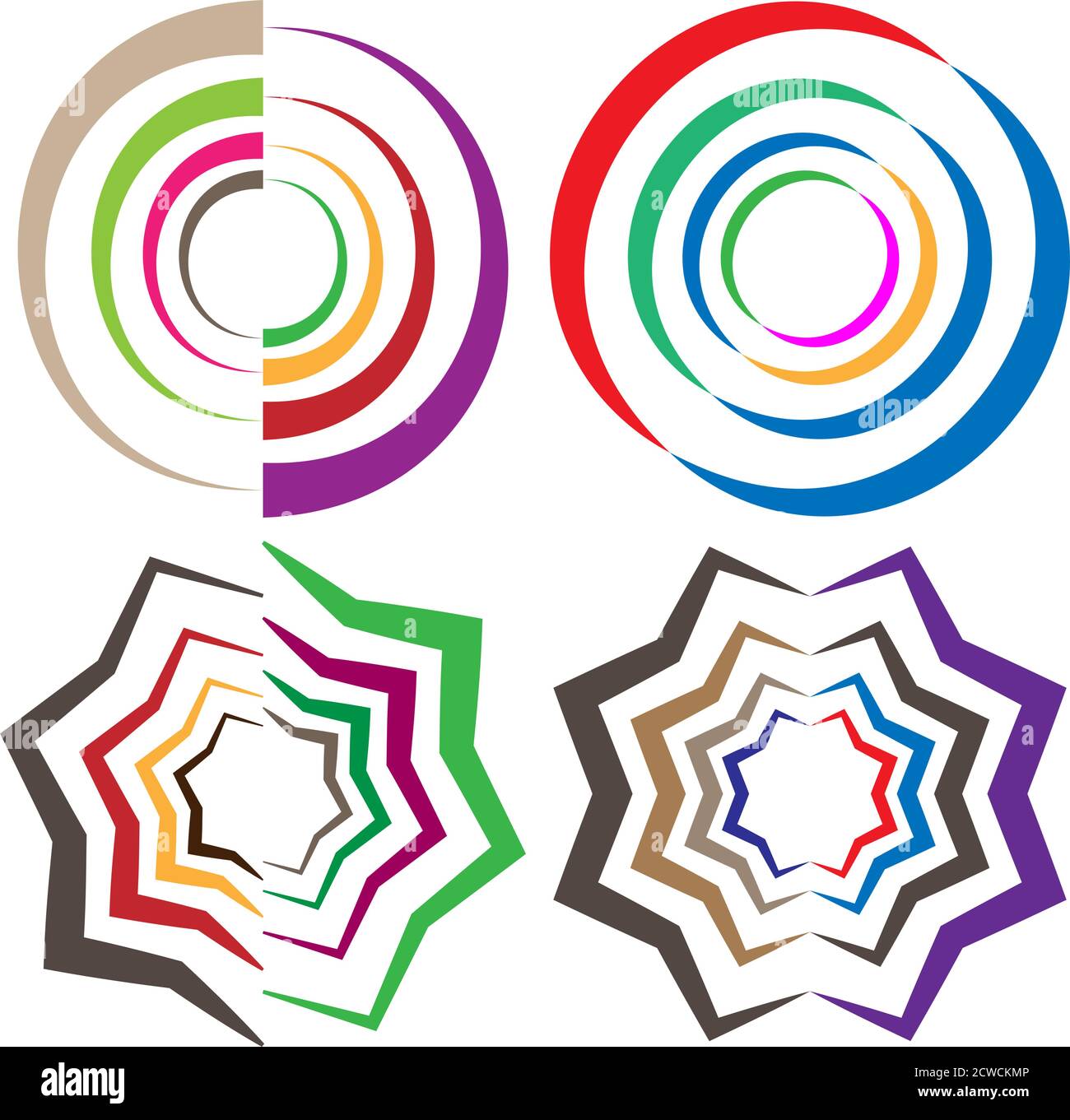 abstract colorful-multicolor circular, concentric and radial, radiating ...