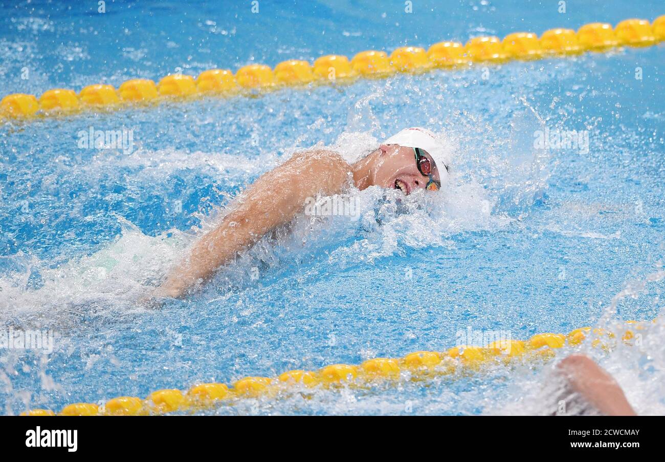Qingdao, China's Shandong Province. 29th Sep, 2020. Yu Hexin competes ...