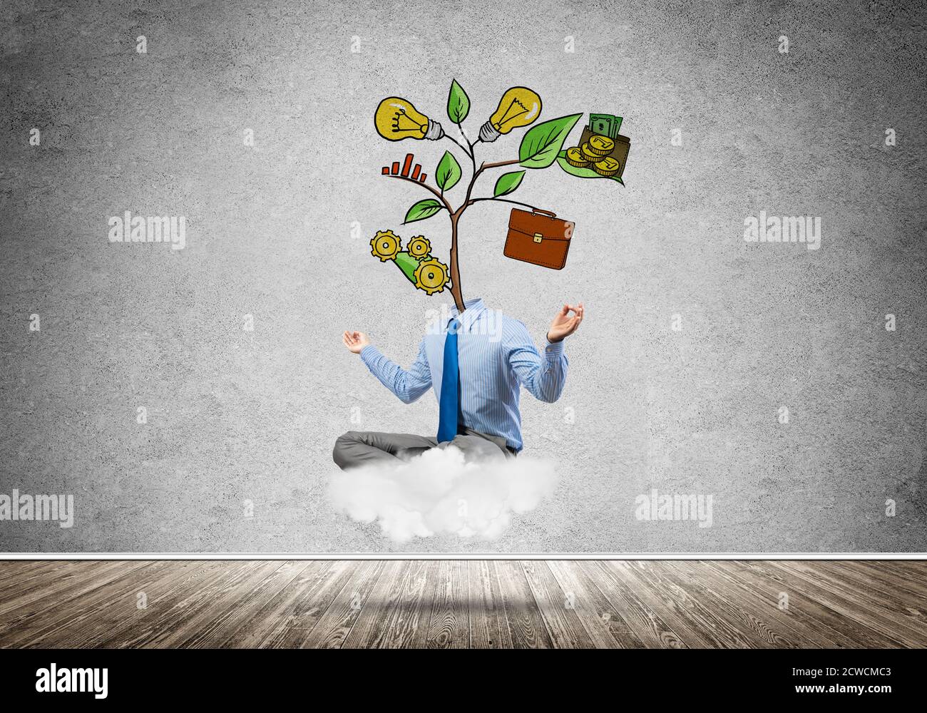 Headless businessman meditating Stock Photo - Alamy