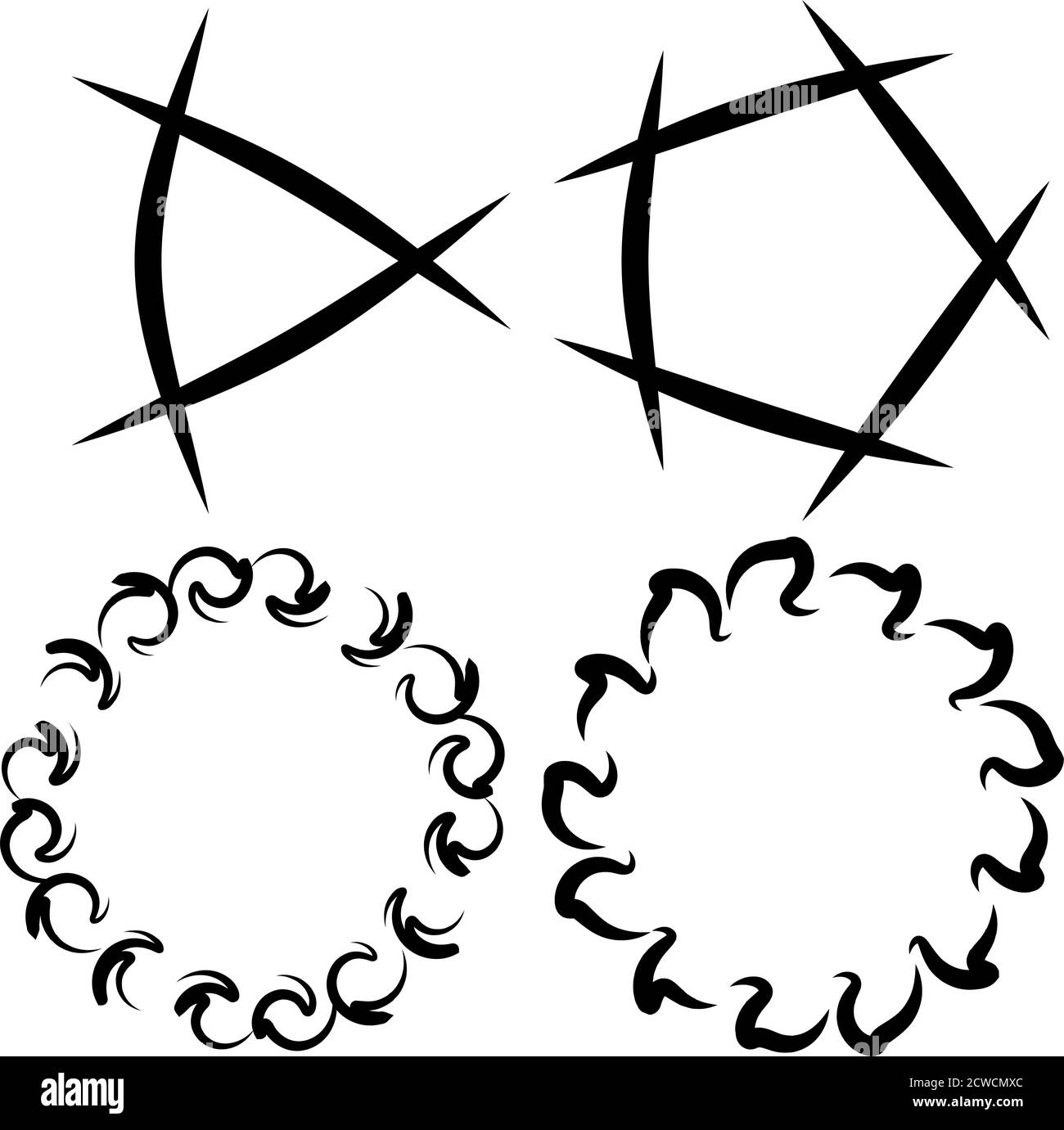 abstract black and white circular, concentric and radial contour ...