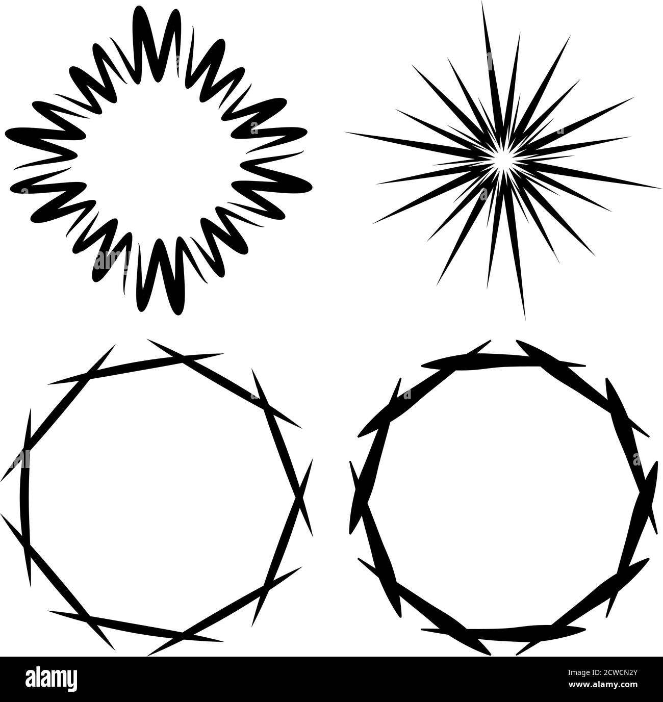 abstract black and white circular, concentric and radial contour ...