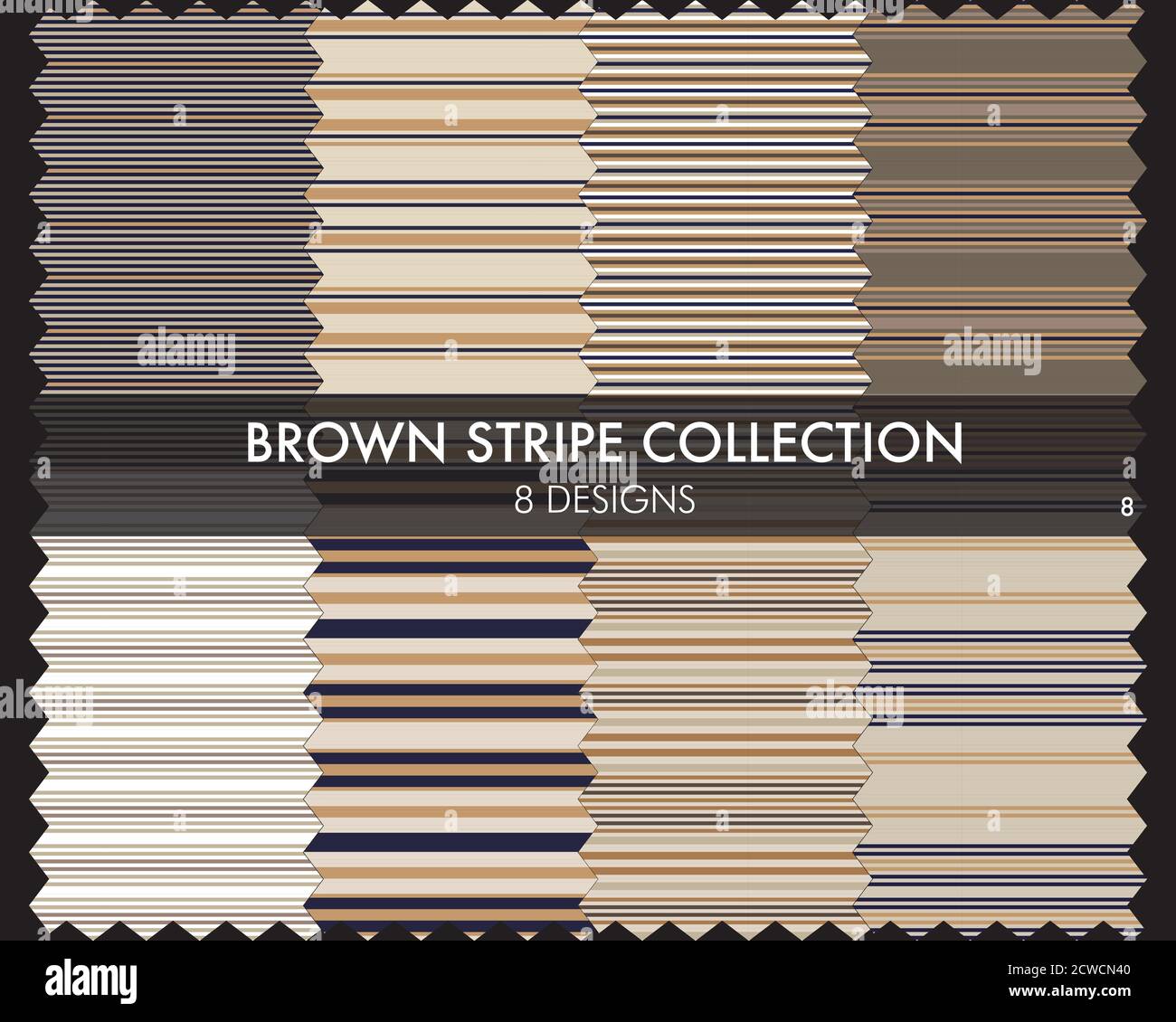 Striped seamless pattern collection includes 8 designs for fashion ...