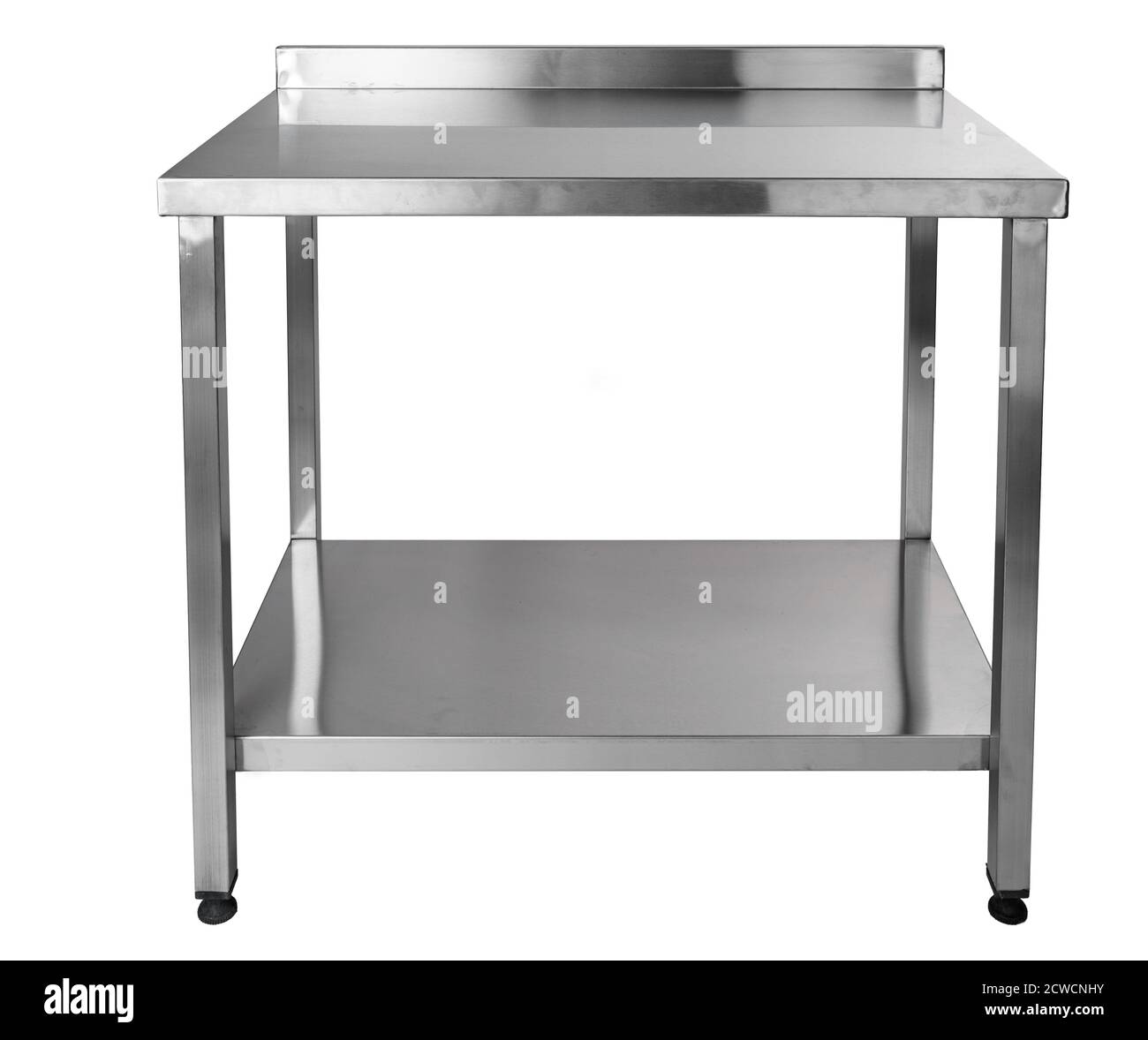 Metal industrial kitchen table for food preparation isolated on white ...