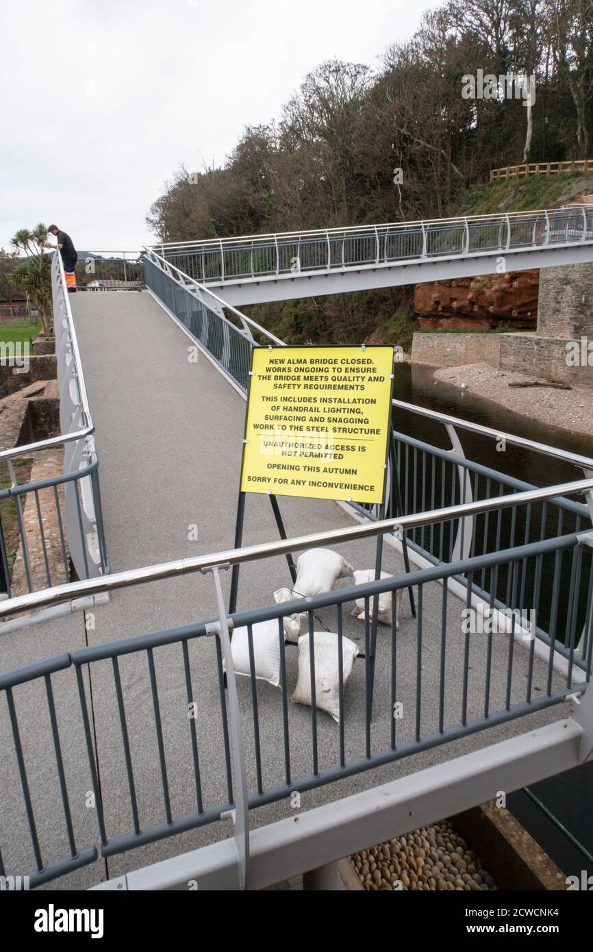 New Alma bridge crossing the River Sid at Sidmouth Devon, nearing ...