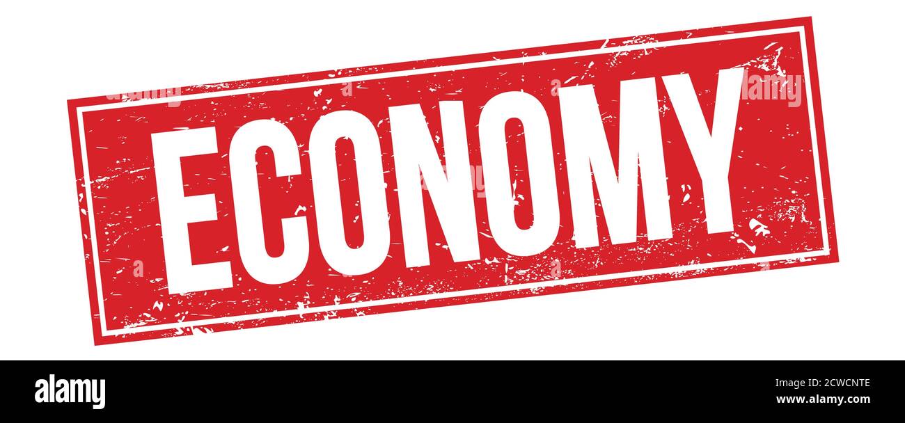 ECONOMY text on red grungy rectangle stamp sign Stock Photo - Alamy