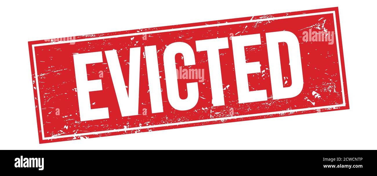 EVICTED text on red grungy rectangle stamp sign Stock Photo - Alamy