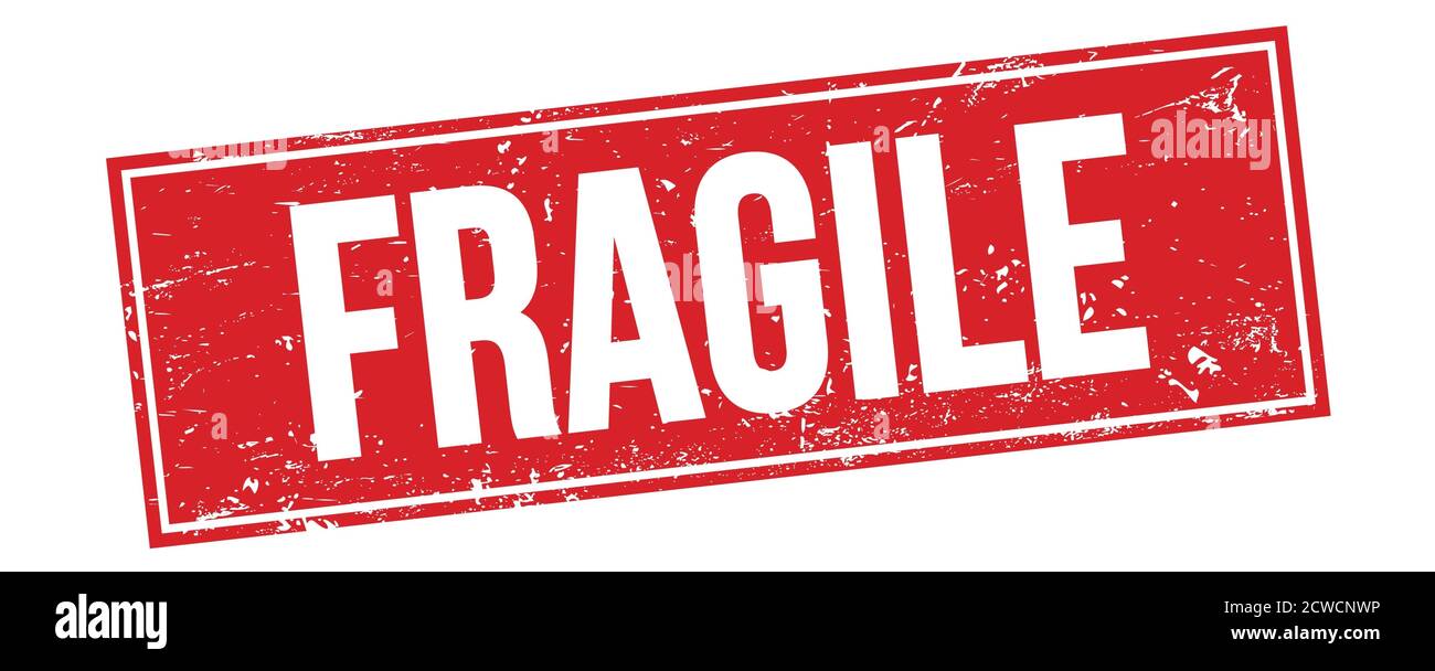 FRAGILE text on red grungy rectangle stamp sign Stock Photo - Alamy