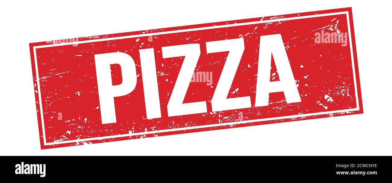 PIZZA text on red grungy rectangle stamp sign Stock Photo - Alamy