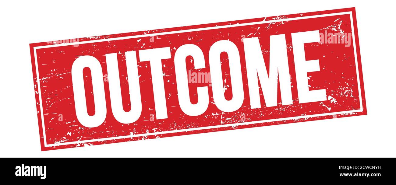 OUTCOME text on red grungy rectangle stamp sign Stock Photo - Alamy