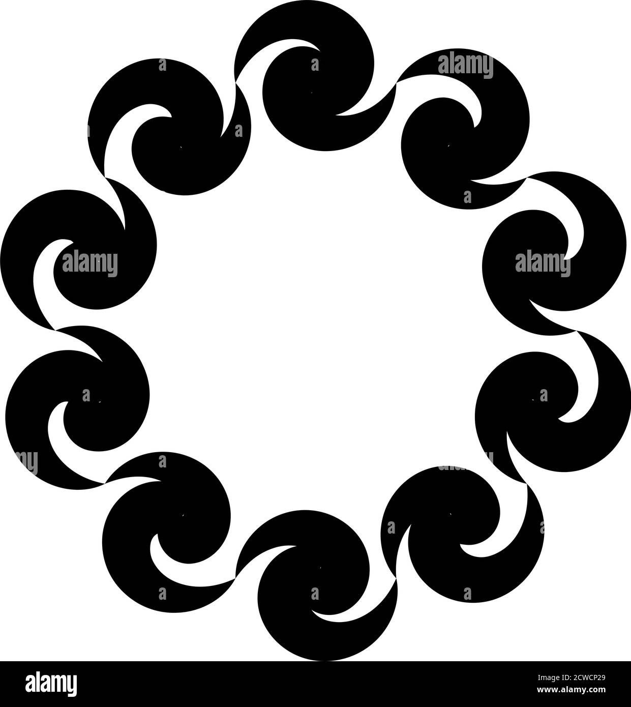 Abstract black and white circular, circle mandala-motif clip-art ...