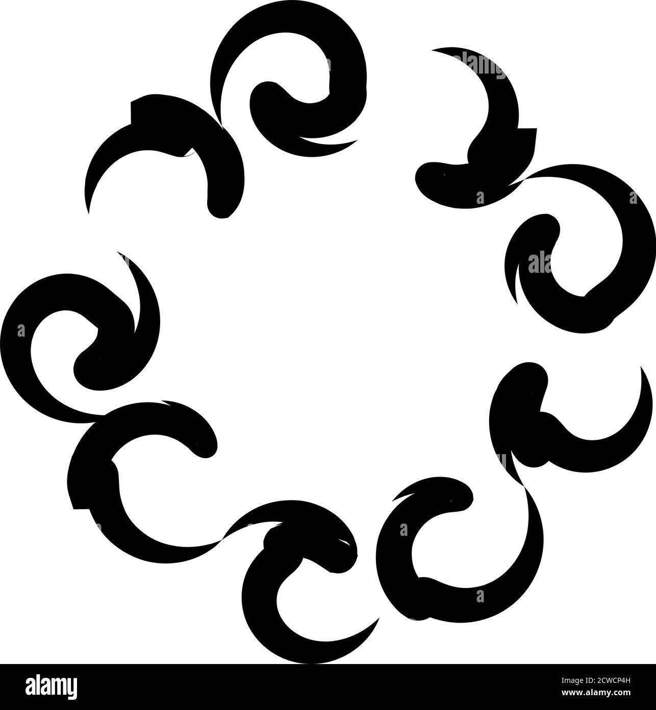 Abstract black and white circular, circle mandala-motif clip-art ...