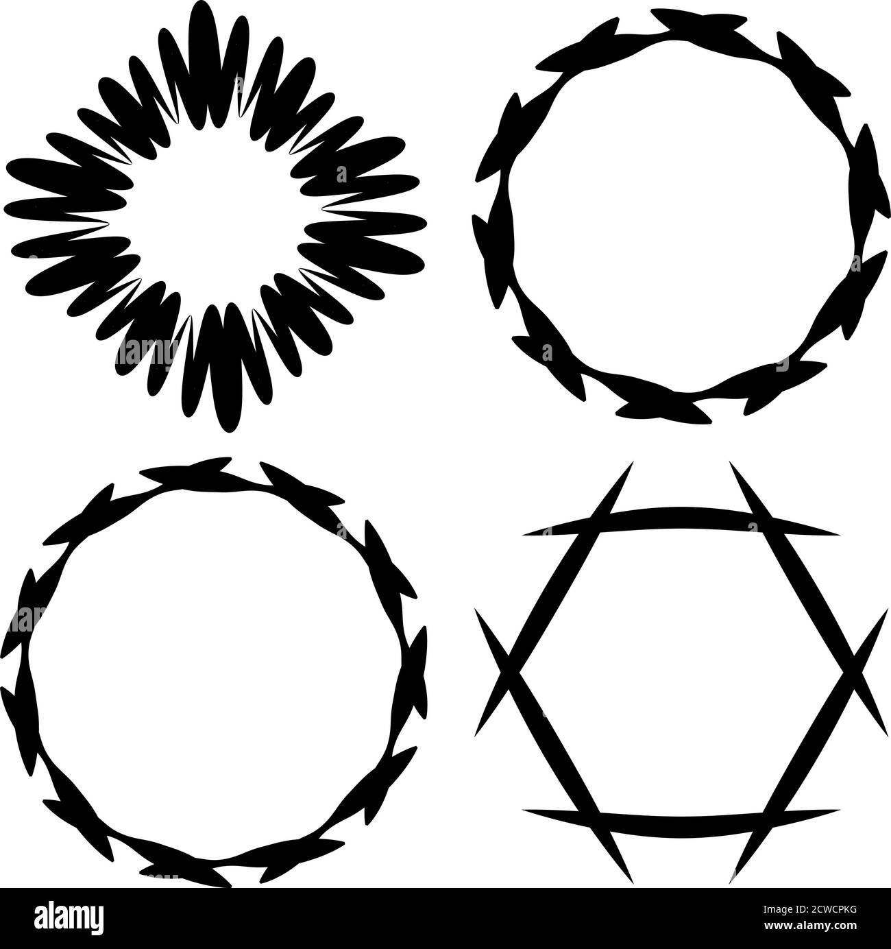 abstract black and white circular, concentric and radial contour ...