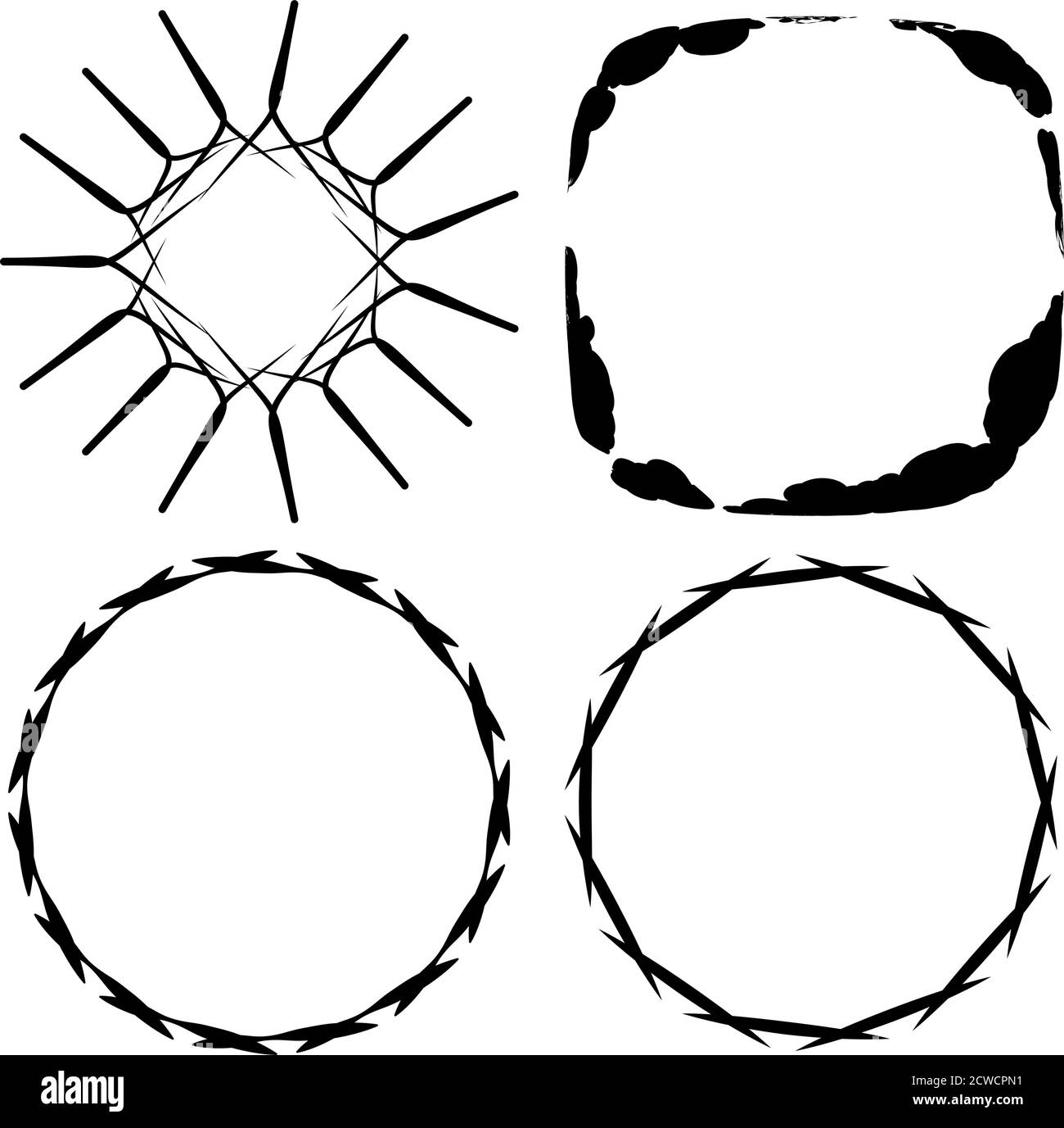 abstract black and white circular, concentric and radial contour ...