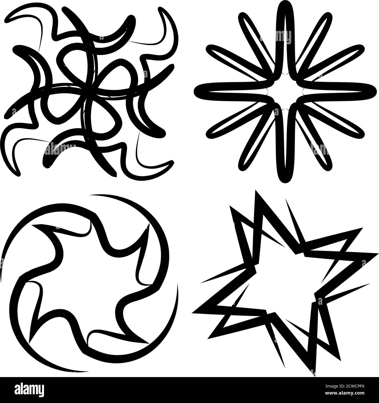 abstract black and white circular, concentric and radial contour ...