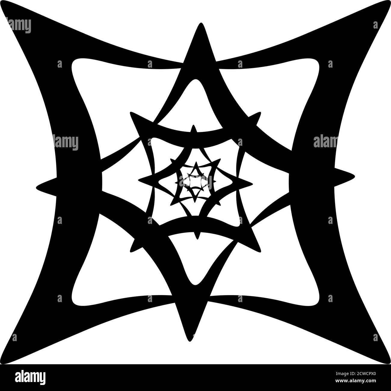 Abstract black and white circular, circle mandala-motif clip-art ...