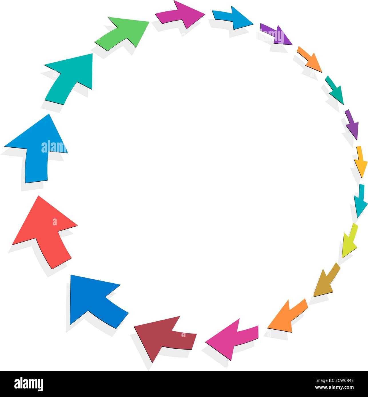 cycle and cyclical arrows. circular, concentric and radial cursor ...
