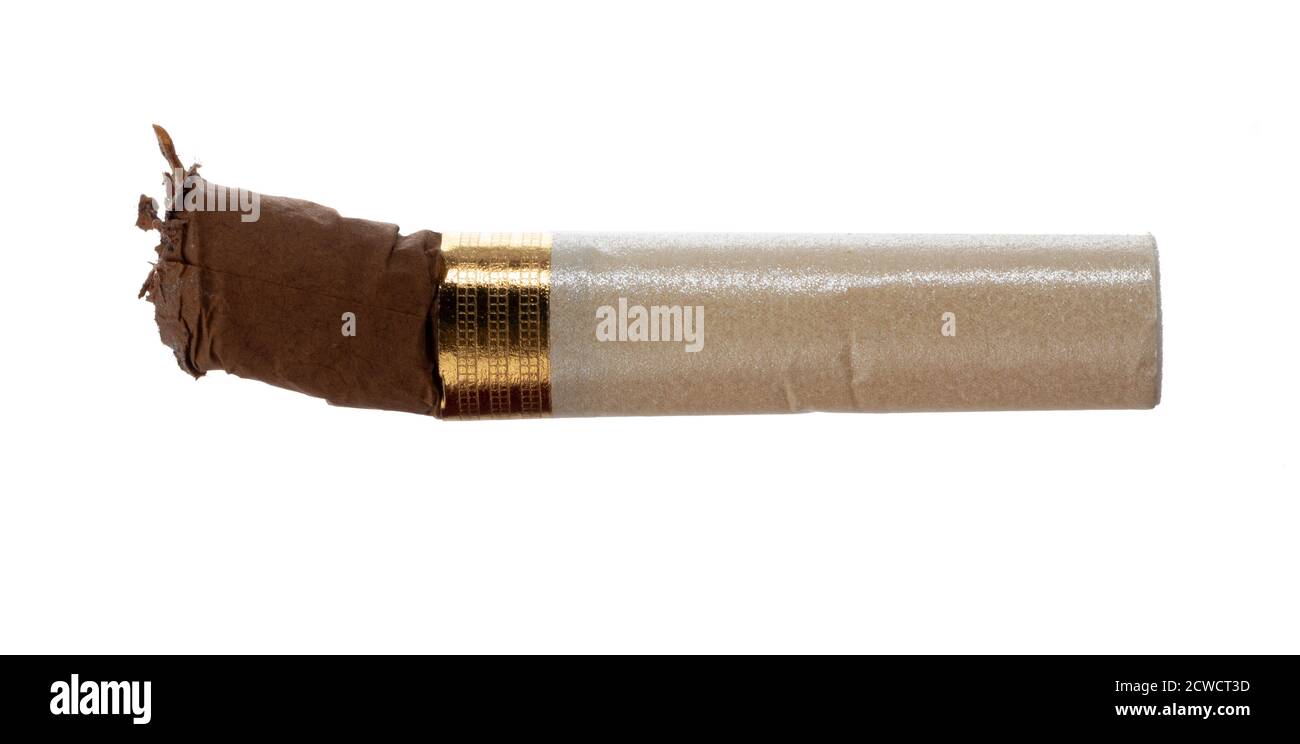 Extinguished cigarette butt isolated on white background Stock Photo ...