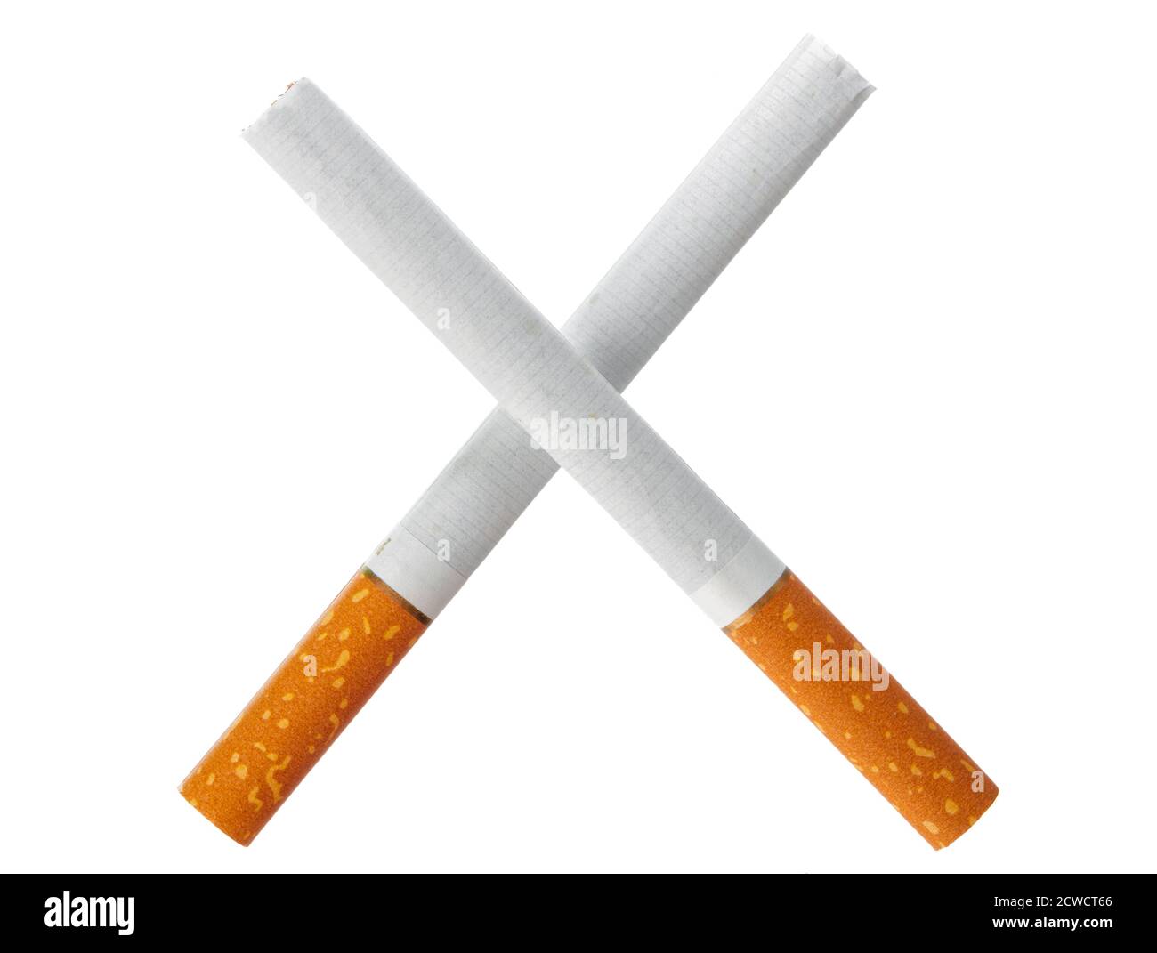 Two crossed cigarettes isolated on white background Stock Photo - Alamy