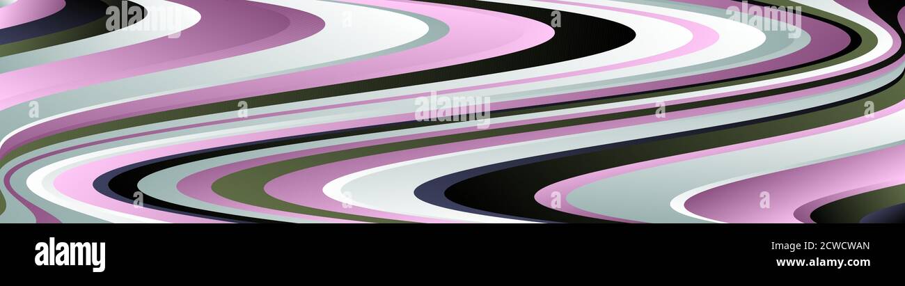 Horizontal wide format rectangular wavy, waving, twisted, spiral lines ...