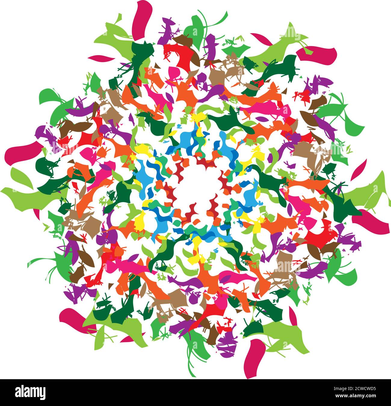 Colorful motifs, abstract shapes vector. Circular pattern elements ...
