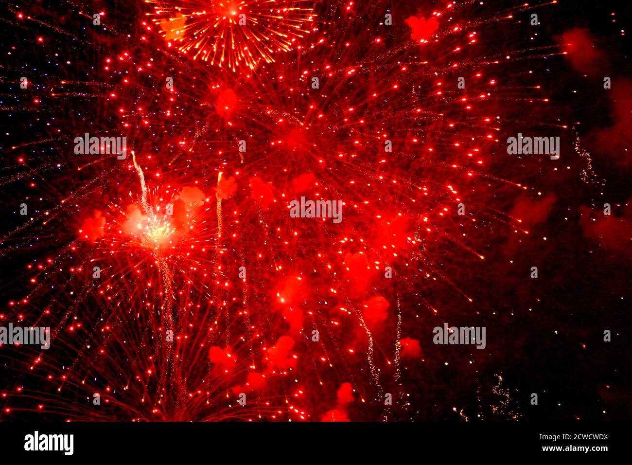 Fireworks at night in Spanish festival Stock Photo - Alamy