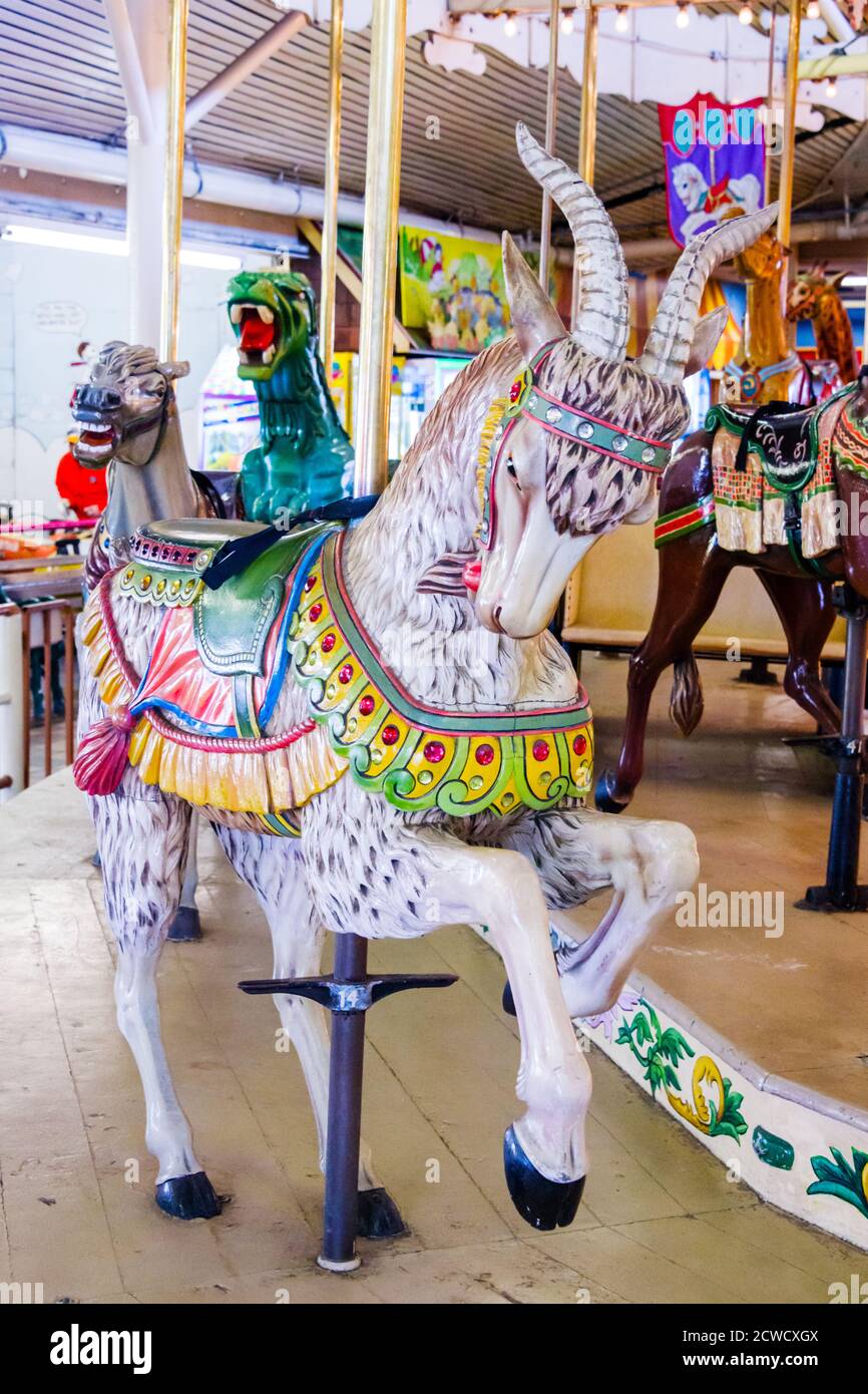 Ocean City, Maryland, Early Spring, Historic Carousel Goat Stock Photo ...