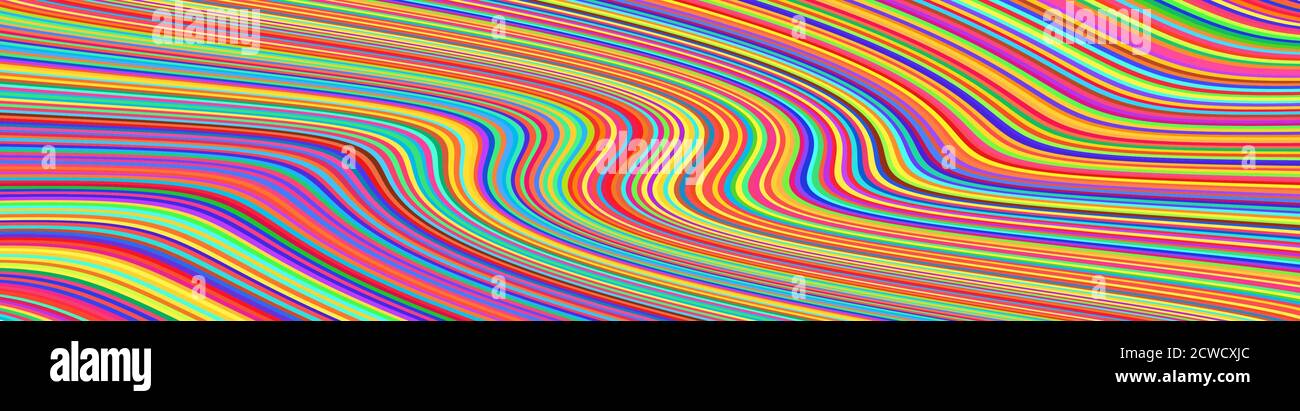 Horizontal wide format rectangular wavy, waving, twisted, spiral lines ...