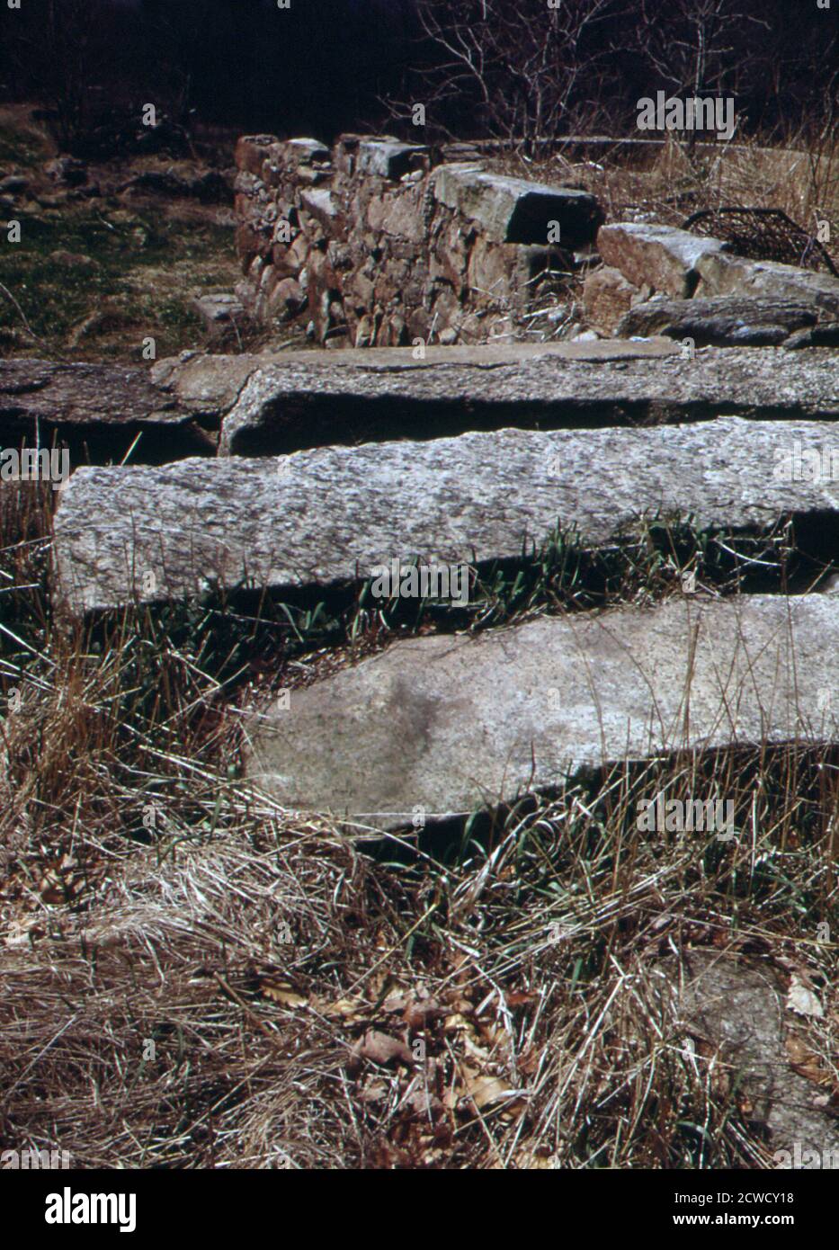 Stone barn foundation--all that remains of an abandoned farm in Exeter ...