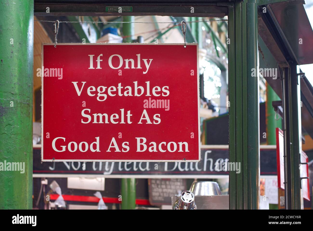 Funny sign in Borough Market, London UK Stock Photo - Alamy