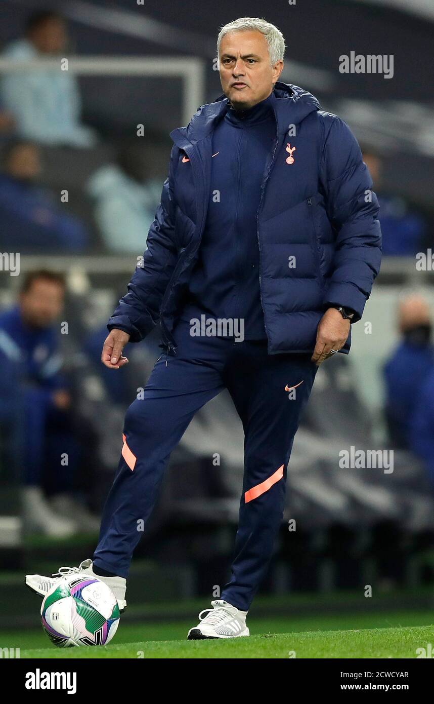 Tottenham hotspur manager jose mourinho controls ball hi-res stock ...