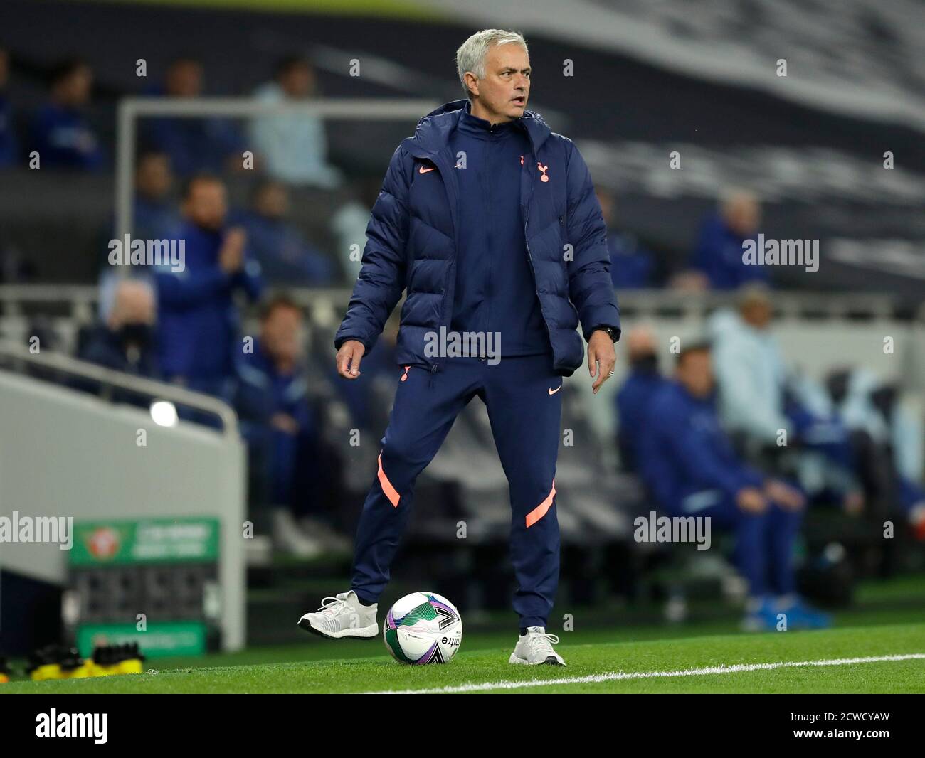 Tottenham hotspur manager jose mourinho controls ball hi-res stock ...