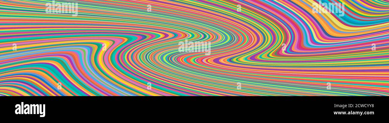 Horizontal wide format rectangular wavy, waving, twisted, spiral lines ...