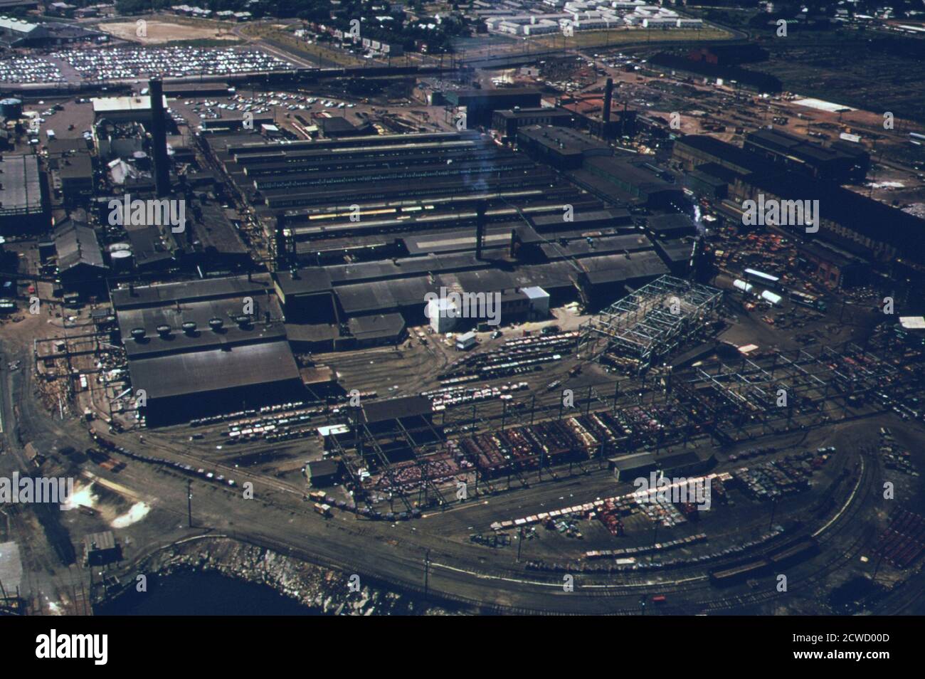 Industrial complex on the Arthur Kill River in New Jersey in the New ...