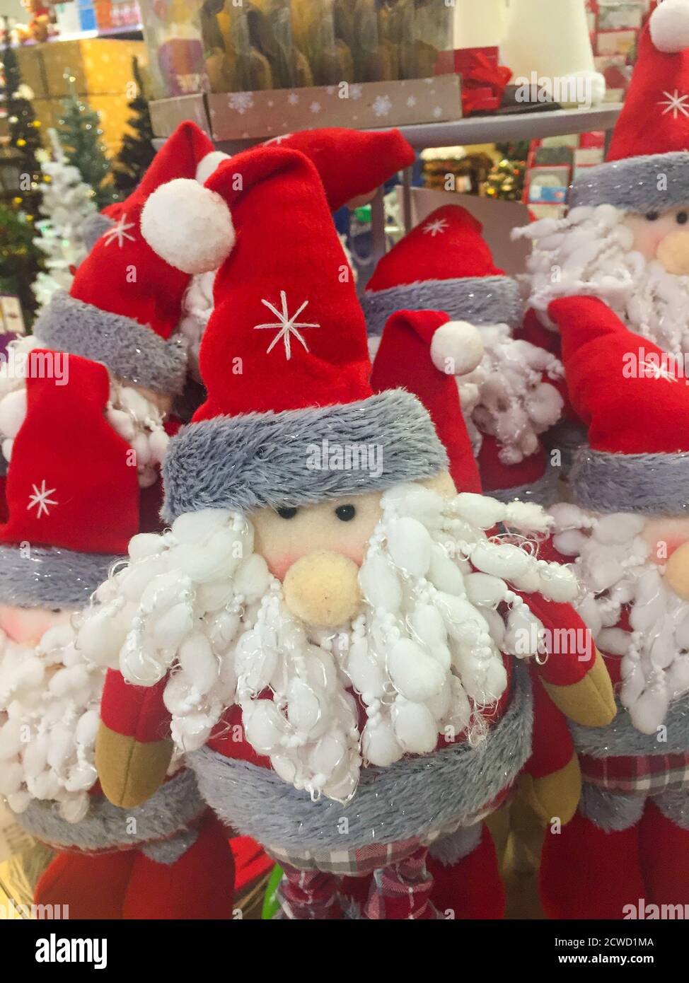 Santa Claus gnomes in store Christmas display Stock Photo - Alamy