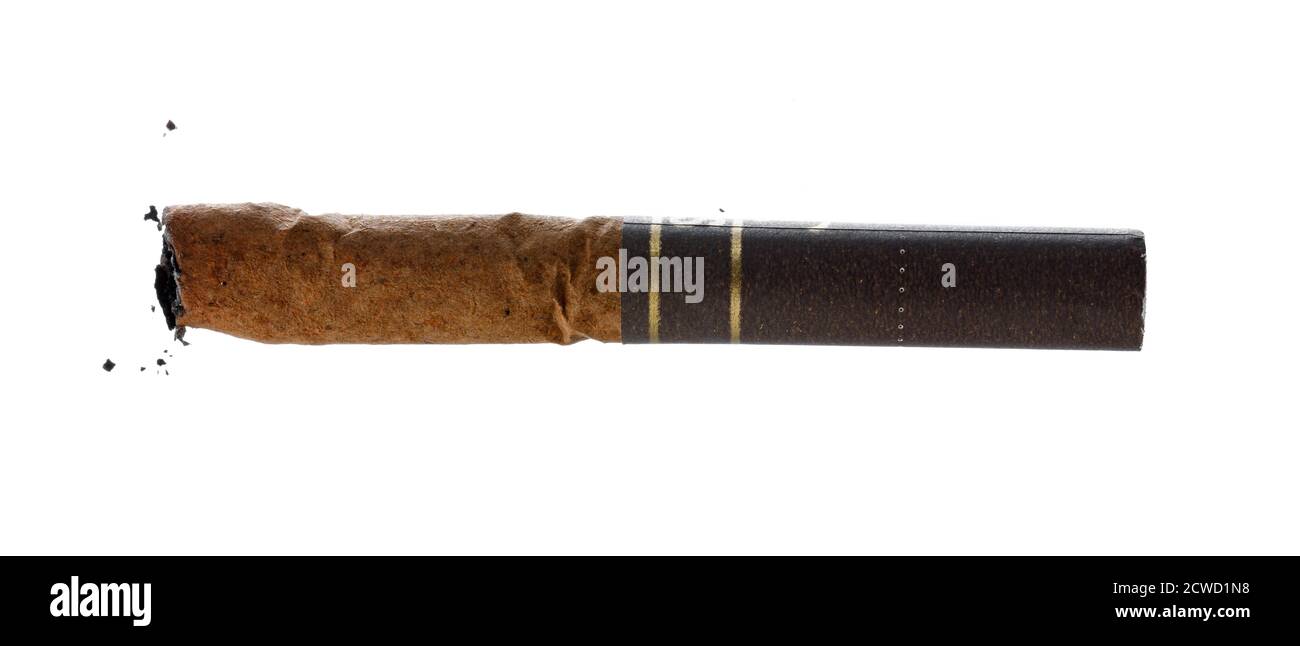 Burning cigarette isolated on white background close up Stock Photo - Alamy