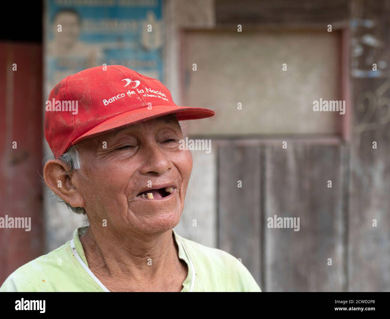 An old man in the village of Amazonas, Amazon Basin, Loreto, Peru Stock ...