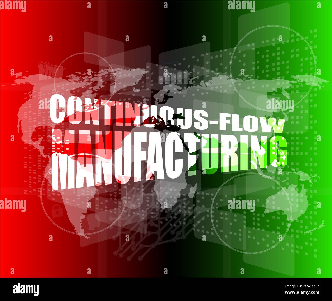 Management concept: continuous flow manufacturing words on digital ...