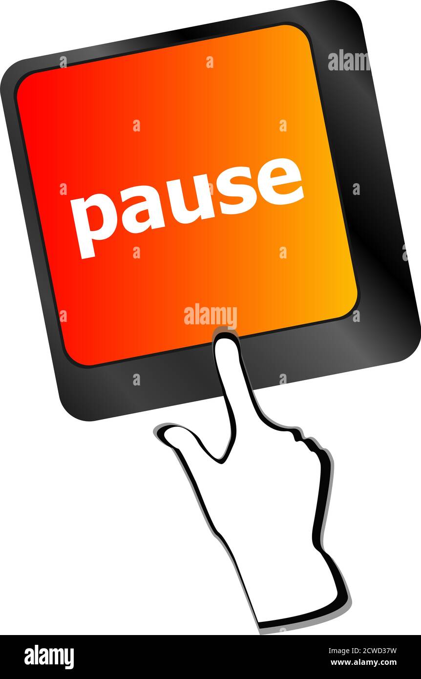 Computer keyboard with pause key - business concept Stock Photo - Alamy