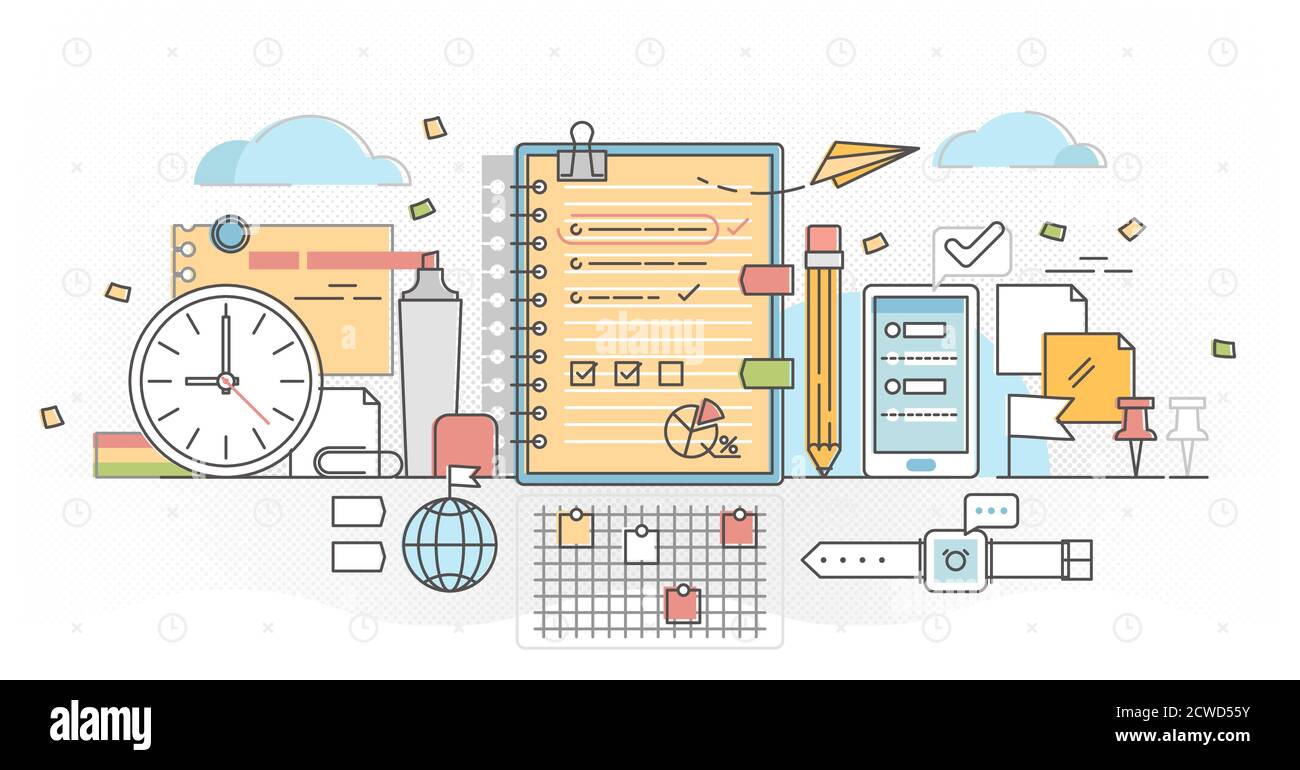 Notes outline concept vector illustration. Paper textbook blank sheets ...