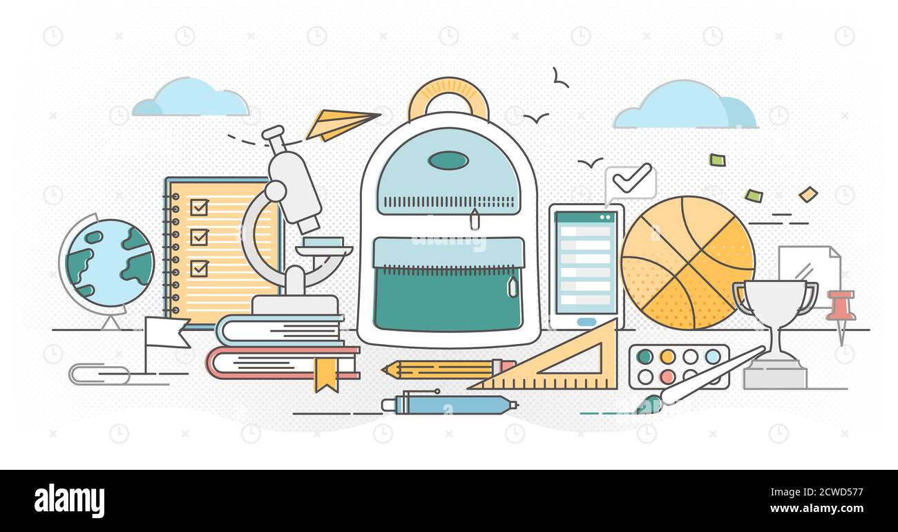 School outline concept vector illustration. Primary school basic ...