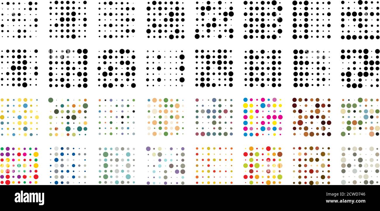 7x7 circles dots variation design. Dotted speckles, freckles. Circles ...