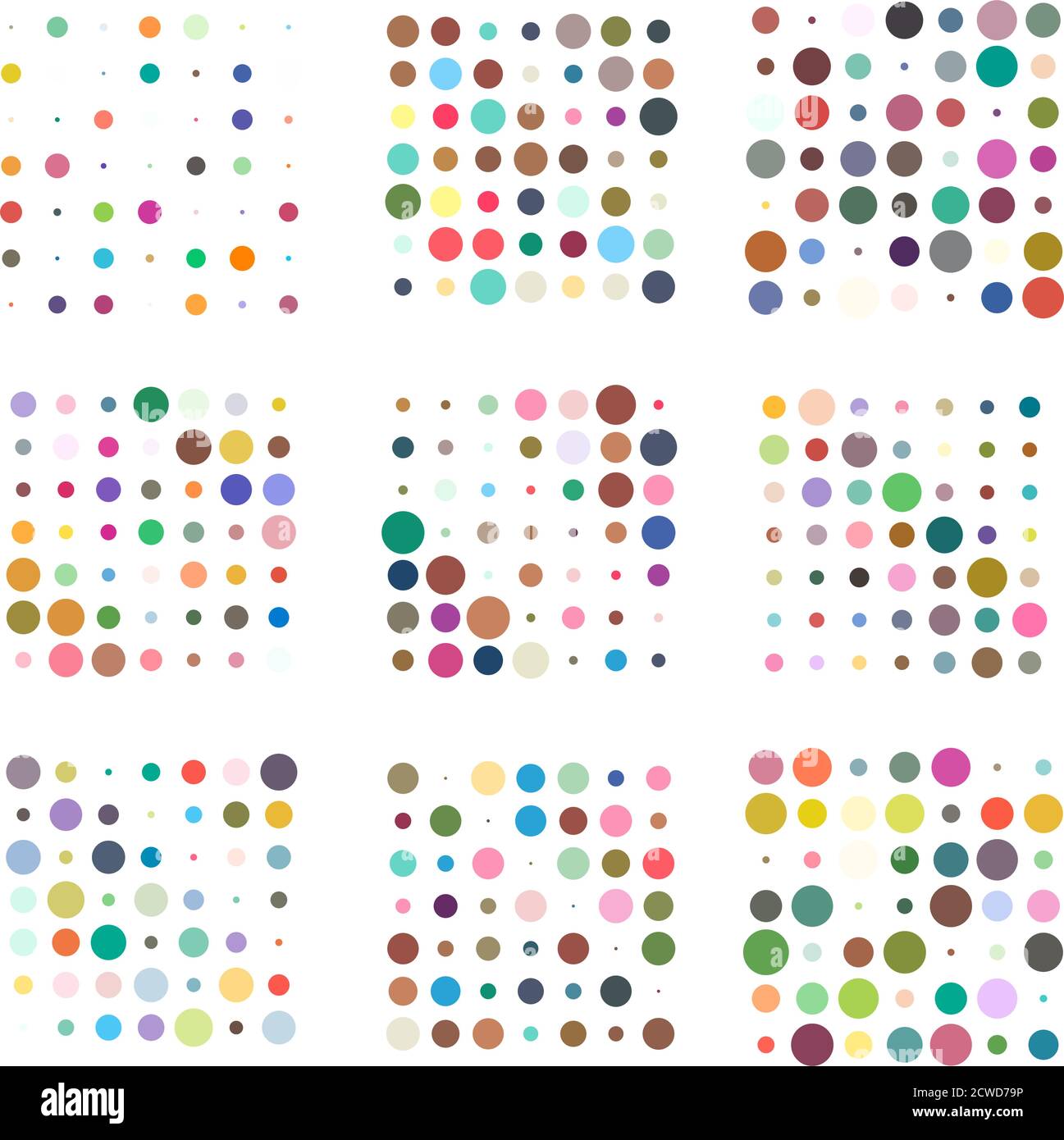 7x7 circles dots variation design. Dotted speckles, freckles. Circles ...