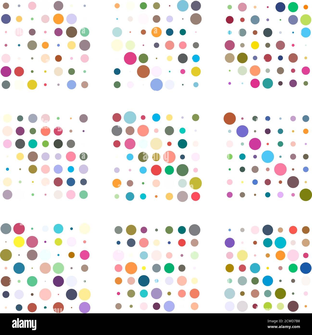 7x7 circles dots variation design. Dotted speckles, freckles. Circles ...