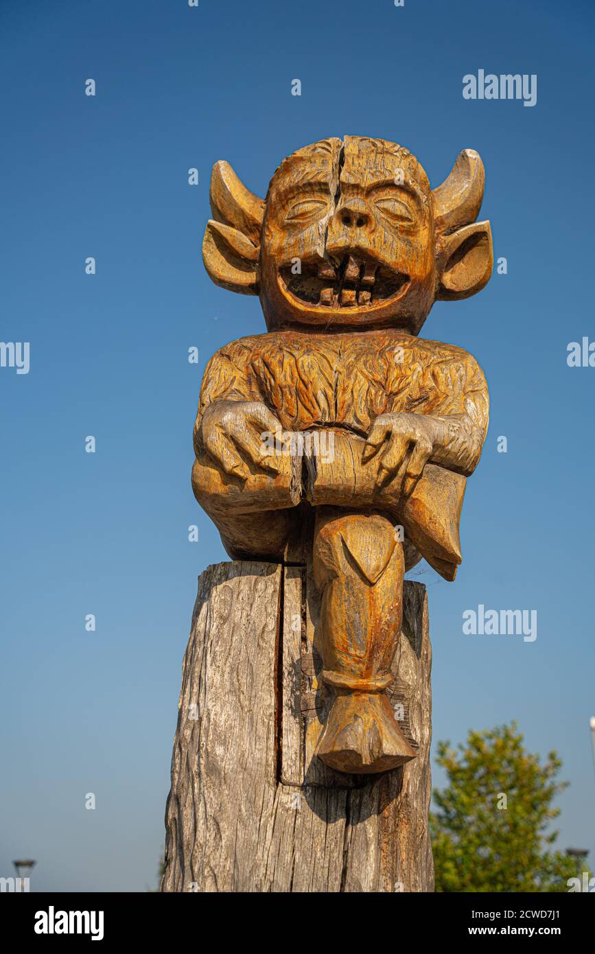 The imp was blown into the cathedral by strong winds hi-res stock ...
