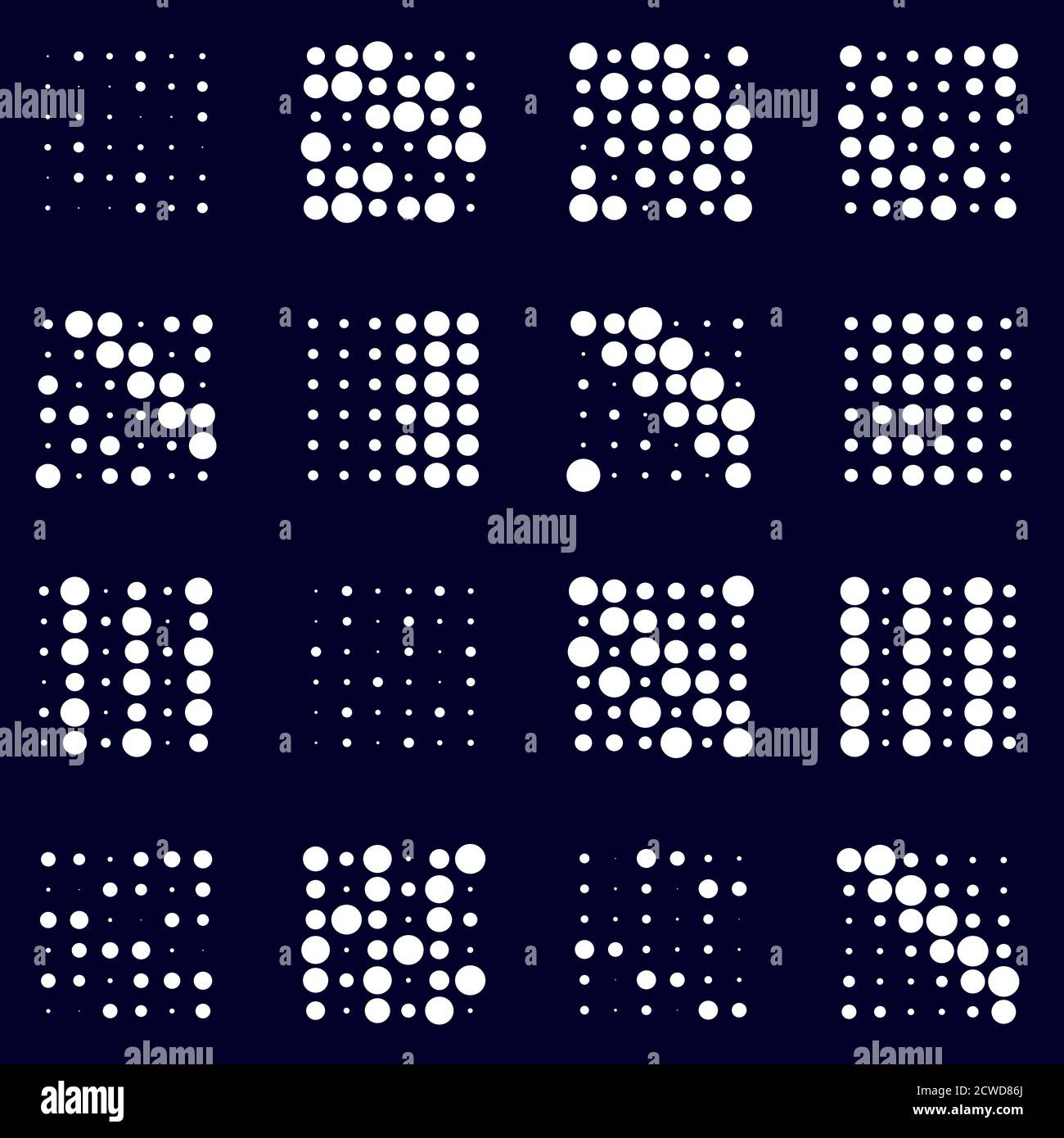 6x6 circles dots variation design. Dotted speckles, freckles. Circles ...